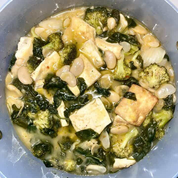 One Pot Brothy Butter Beans Tofu With Greens - Make Pure Thy Heart
