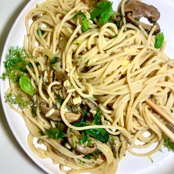 Shiitake Mushroom, Lemon & Garlic Spaghetti - Make Pure Thy Heart