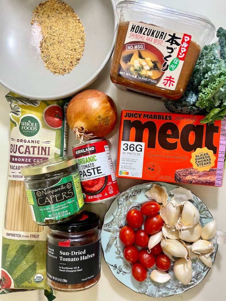Homemade Pesto Bucatini Pasta With Juicy Marbles - Make Pure Thy Heart