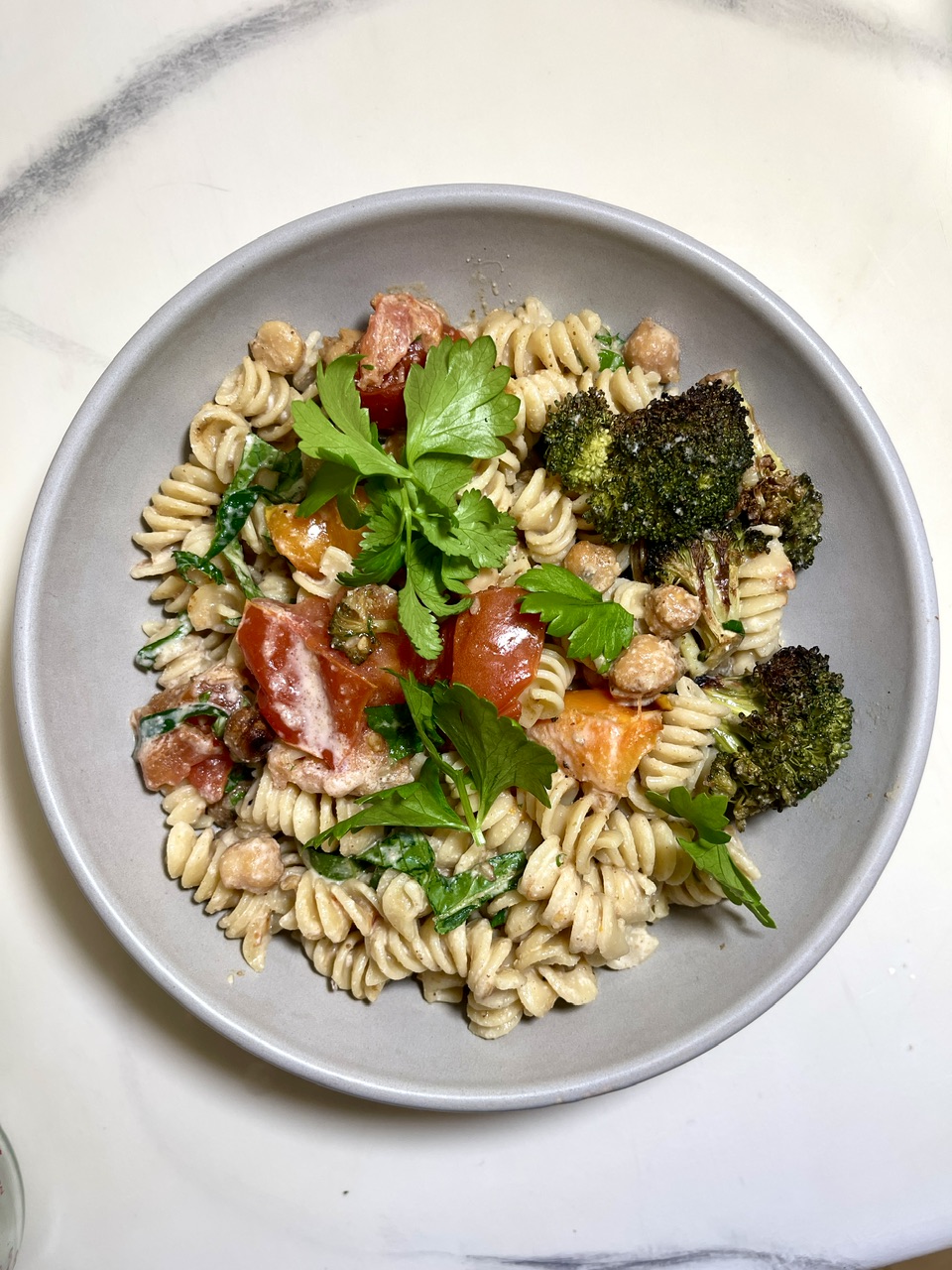 High-Protein Rotini with Tray-Baked Veggies & Creamy Lemon Cashew Sauce ...